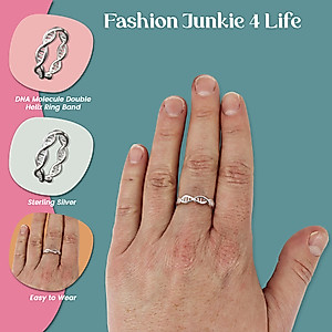 FashionJunkie4Life Sterling Silver DNA Molecule Double Helix Ring Band, Sizes 6-10, Science (6)