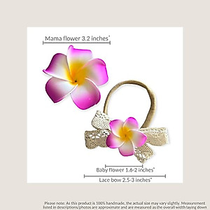 Mommy Baby Matching Handmade Hawaiian Plumeria Flower Headband and Hair Clip Set Baby Shower Gifts Holiday Gifts for Babies Baby Girls Family Matching (Dawn Pink)