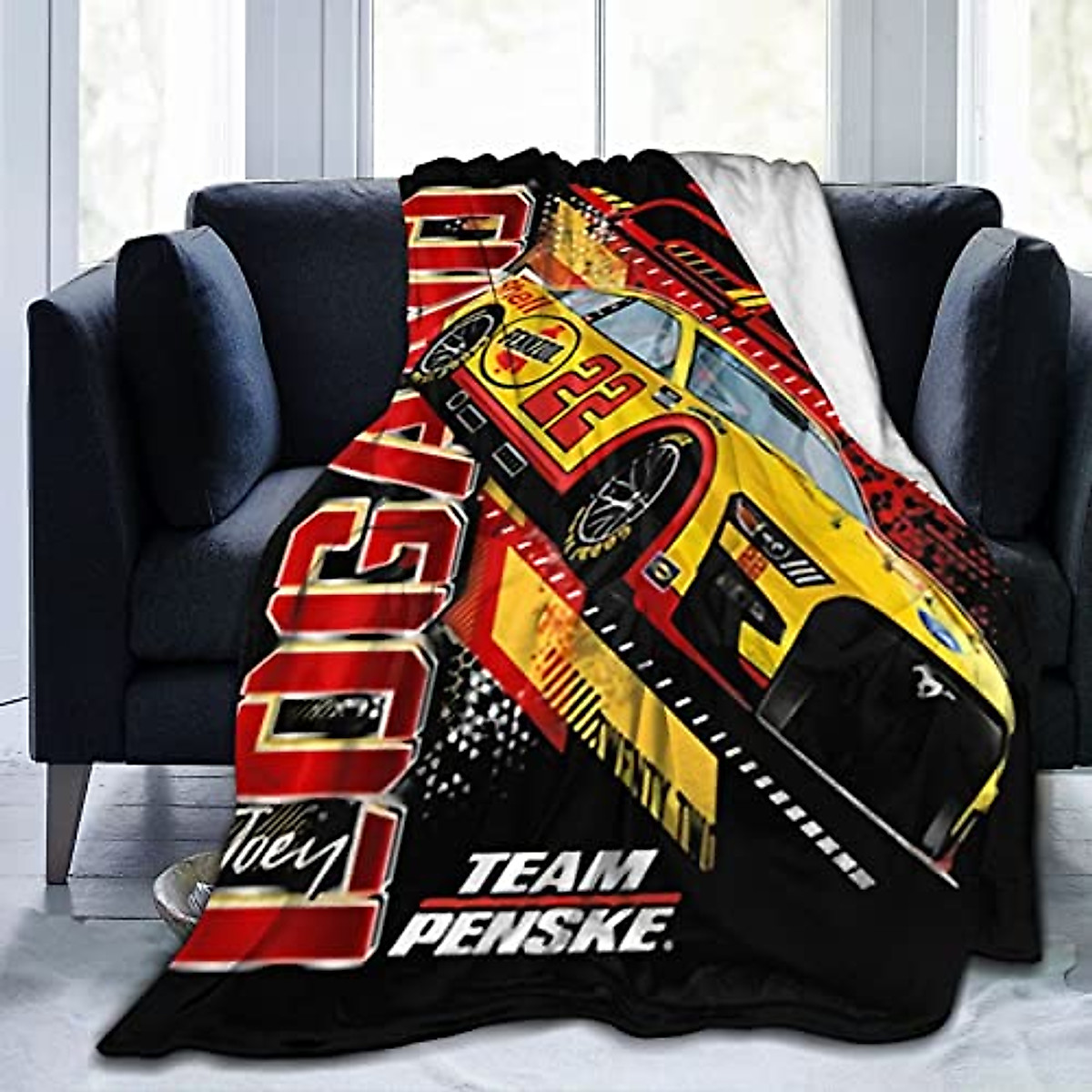Joey Logano 22 All Season Fleece Blanket Throw Ultra Soft Flannel Blanket Digital Printed Premium Fluffy Microfiber Fleece 40"x30"