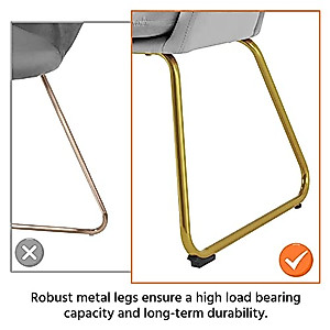 Yaheetech Flower Shape Velvet Armchair, Modern Side Chair Vanity Chair with Golden Metal Legs for Living Room/Dressing Room/Bedroom/Home Office/Kitchen, Gray