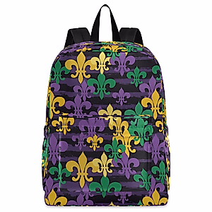 ZzWwR Mardi Gras Carnival Fleur De Lis Polyester Computer Backpack Large Daypack for Business Sport Travel School Bookbags