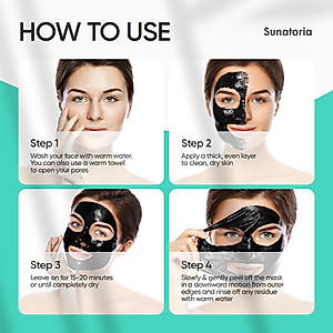 SUNATORIA Blackhead Remover Mask - for Women and Men - Activated Charcoal Peel Off Face Mask - Deep Pore Cleaner Nose Blackhead Remover Pore Release - Black Head Remover for Face