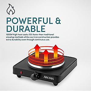 Aroma Housewares AHP-303 Single Burner Hot Plate, Black