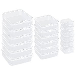 IBEQUEM 18Pcs Mixed Sizes Rectangular Empty Plastic Box, Mini Clear Plastic Organizer Small Plastic Beads Storage Containers with Hinged Lids for Craft Projects, Jewelry, Tools, Hardware, Small Items