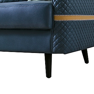 Prohon Tufted Love 73.22" Small Spaces, Mid-Century 2-3 Seats Loveseat with 2 Pillows, Leather Look High Comfort Fabric Sofa Couch for Living Room, Bedroom, Office, Apartment, Blue