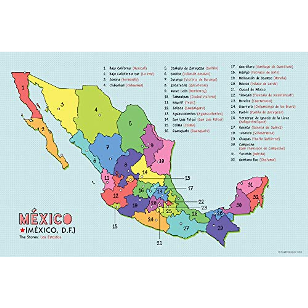 Quarterhouse Spanish Language Country Maps for the Classroom - Spain, Mexico, Central America/Caribbean, & South America Poster Set, Spanish Classroom Learning Materials for K-12 Students and Teachers, Set of 4, 12 x 18 Inches, Extra Durable
