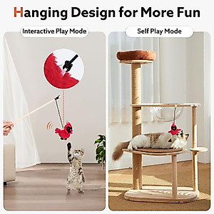 AIPERRO Flapping Cardinal Cat Toys, Interactive Cat Exercise Toy with Lifelike Bird Chirp, USB Rechargeable Automatic Cat Kicker Catnip Toys for Bored Indoor Adult Cats Kittens