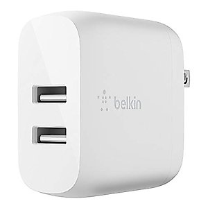Belkin 24W Dual Port USB Wall Charger - iPhone Fast Charging - USB Charging Block for Power Bank, iPhone 14, iPhone13, iPhone 12, iPhone 11, iPad Pro, Samsung & More, iPhone Cable Not Included
