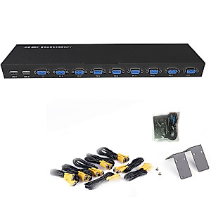 RIJER 8 Port Smart KVM Switch Manual Key Press VGA USB Remote Extension Switcher Console with Original Cable 801UK-L