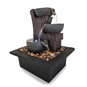 Danner Manufacturing, Inc, Aura Meditation Fountain with 3 Tiered LED Waterfall, Pack of 1, 03801