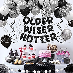 Black and White Birthday Decoration Black and Sliver Party Decorations Birthday Party Decorations for Men Women Banner Balloons Swirls Tissue Pompoms 16th 21st 30th 40th 50th 60th Birthday Supplies