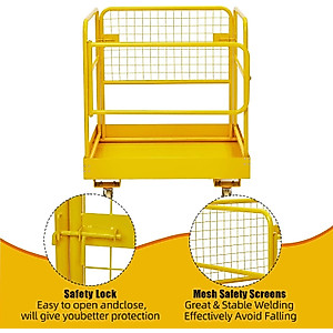PioneerWorks Forklift Safety Cage, 36"x36" inch Heavy Duty Collapsible Forklift Work Platform,1200LBS Capacity with 4 Universal Wheels, for Most Aerial Jobs