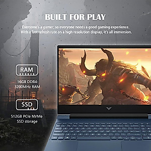 HP Victus 15.6" Full HD 144Hz Gaming Laptop, Intel Core i5-13420H, 16GB Memory, NVIDIA GeForce RTX 3050, 512GB SSD, Bluetooth, Wi-Fi, Backlit Keyboard, Windows 11, Performance Blue