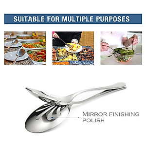 Teivio Stainless Steel Serving Utensils Set, Include Large Set of 18 Pieces - Serving Spoons, Slotted Spoons and Serving Tongs, for Catering/Buffet/Chafing Dish (Silver)