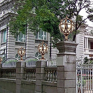 CZLZY European Patio Post Rust-Proof Glass Ball Column Light Die-Casting Aluminum Globe Landscape Lighting Fixture Retro Waterproof Outdoor Pillar Lamp Courtyard Villa Terrace Lantern