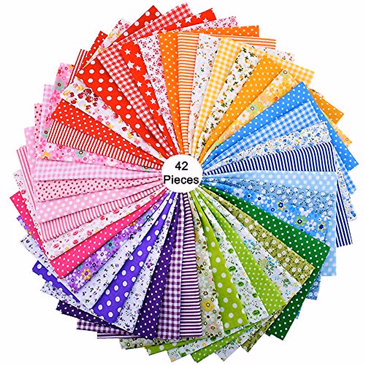 42pcs 9.8" x 9.8" Floral Printed top Cotton Fabric Bundle Squares Quilting Sewing Patchwork Cloths DIY Scrapbooking Art&Craft