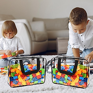 10 Packs Large Toy Storage Bags with Labels, Waterproof Clear PVC Storage Bags for Toys, Travel Organizer Bags with Zipper Closure for Puzzles, Building Blocks, Kids' Books