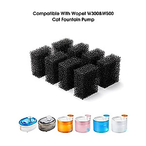 WOPET 8 Pack Replacement Pre-Filter Sponges for Pump from WOPET W300 and W500&W500B Automatic Pet Fountain Cat Water Fountain Dog Water Dispenser
