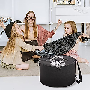 LITLANDSTAR Hat Organizer for Women and Men, Round Hat Storage Box Portable Felt Hat Container Foldable Hat Holder with Dust Proof Lid, Hat Rack for Closet or Travel (17" D x 10" H, Black)