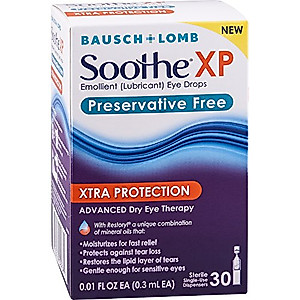 Eye Drops by Bausch & Lomb, Lubricant Relief for Dry Eyes, Soothe XP, Preservative Free, Single Use Dispensers, 0.3 mL, 30 Count