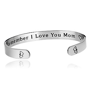 Nzztont Remember I Love You Mom Cuff Bangle Bracelet Mom Gift From Daughter Son For Mother’s Day Christmas Gifts for Her Inspirational Bracelets for Women