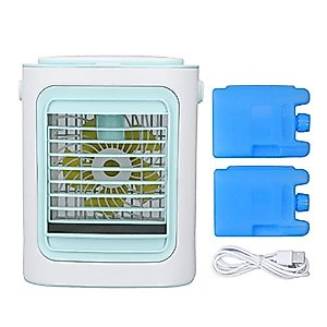 Portable Air Conditioner Cooling Fan, Personal Desk Misting Humidifier Fan Mini Air Conditioners Evaporative Air Cooler Small Fans with LED Light for Room Office, Outdoor Air Conditioner for RV