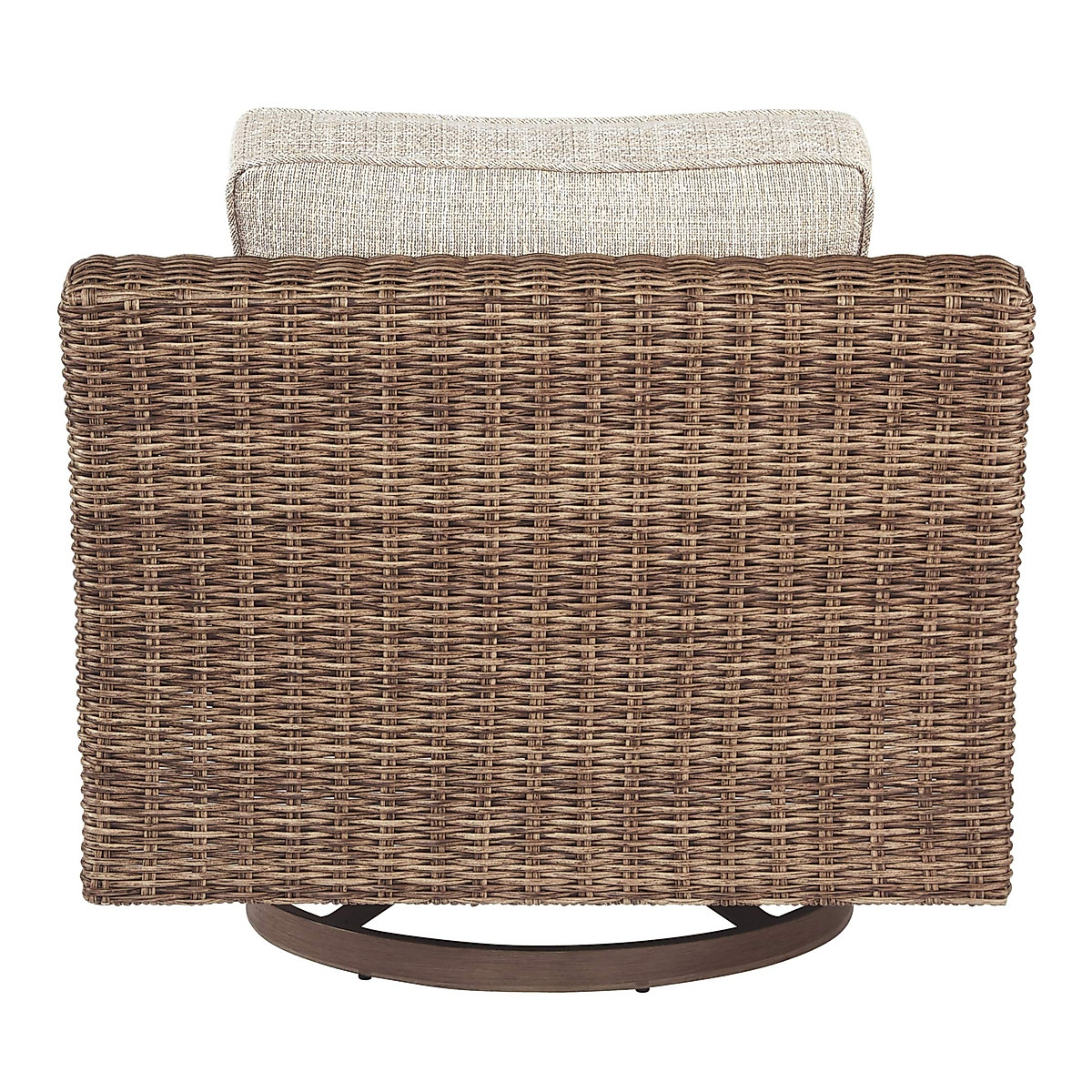 Signature Design by Ashley Beachcroft Outdoor Swivel Wicker Patio Lounge Chair, Beige