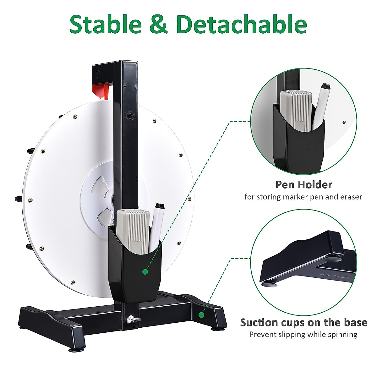 WinSpin 12 Inch Prize Wheel Dual Use Tabletop or Wall Mounted Heavy Duty Editable Color 12 Slots Spinning Wheel for Home Office Fortune Design Carnival Spinning Game, Breeze Series