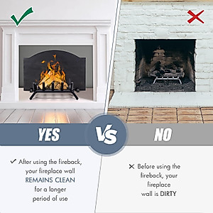 INNO STAGE 26" Fireplace Back Plates - Iron Fireback with Feet, Fireplace Wall Protection, Fireplace Heat Reflect, Black