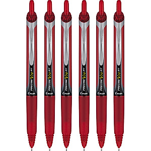 Pilot Precise V10 RT Retractable Liquid Ink Rollerball Pens, Bold Point, 1.0mm, Red Ink, 6 Count