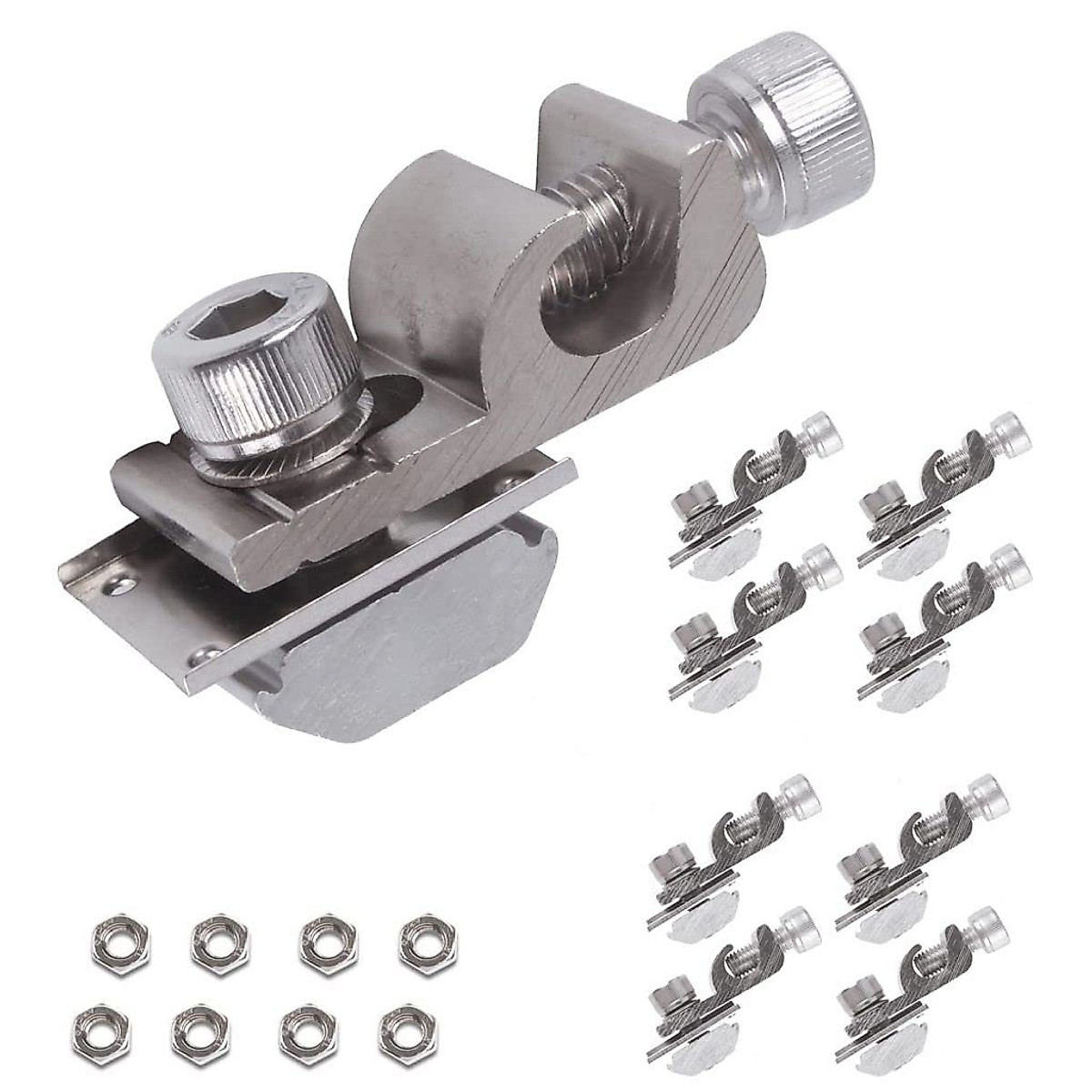 8Sets Solar Panel Photovoltaic Bolt-On Coupling Earthing Ground Lug Cable Clamp Ground Clamp with Lay in Lug for Bare Wire and Pipe