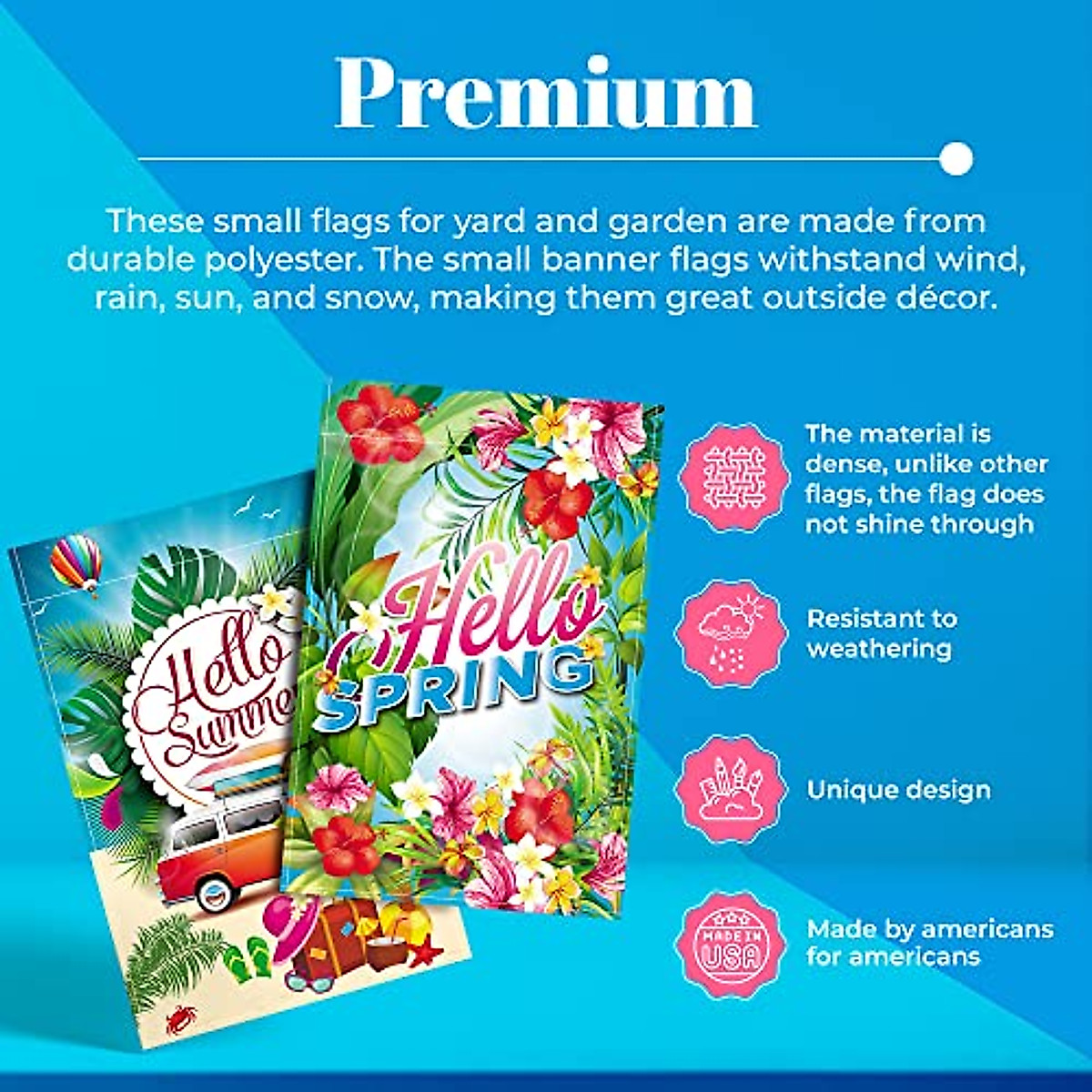 BP&Q Seasonal Garden Flags – Yard Flags for Outside 12x18 Double Sided – Outdoor Garden Flag Set - Holiday Decorations for All Seasons - Winter, Summer, Spring and Autumn