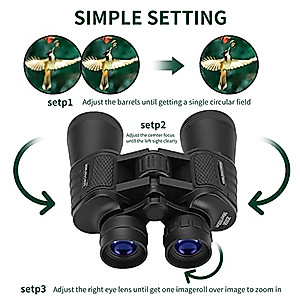 NOBLEDUCHESS 20x50 High Power Binoculars for Adults with Low Light Night Vision, Compact Waterproof Binoculars for Bird Watching Hunting Travel Football Games Stargazing with Carrying Case and Strap