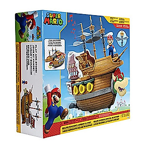 Super Mario Deluxe Bowser's Air Ship Playset with Mario Action Figure – Authentic in-Game Sounds & Spinning Propellers