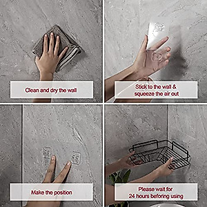 RODDEX 2 Pack Corner Shower Caddy, No Drilling Shower Organizer Shelf with 6 Traceless Adhesive Strong adhesive Hooks, Wall Mounted shower shelves for Bathroom Kitchen Dorm, Matte Black