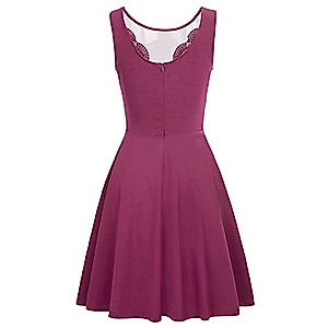 GRACE KARIN Women Sleeveless A Line Wedding Guest Dress Lace Fit and Flare Swing Dress XL Purple Red