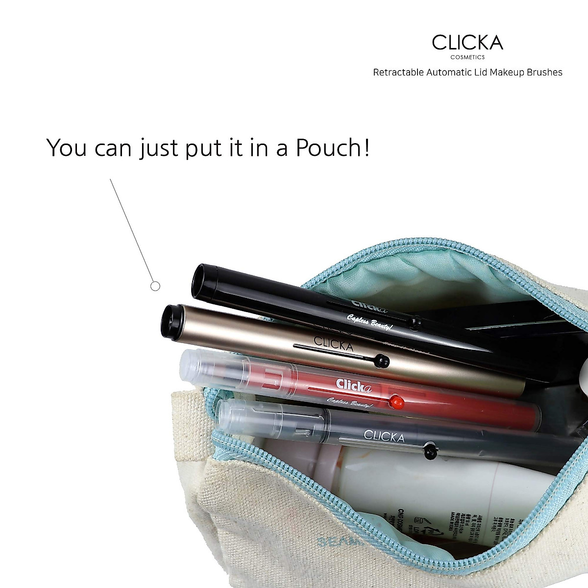 Retractable Automatic Lid Professional Lip Brush 1pc (Champagne Gold)