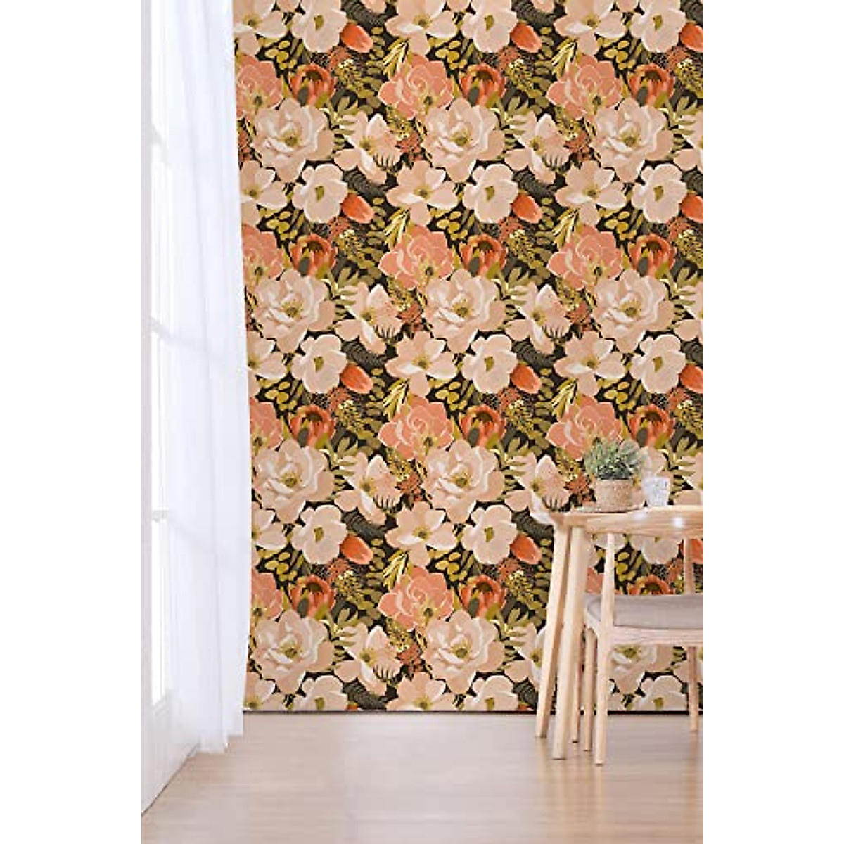 Floralplus Boho Peel and Stick Wallpaper Floral Removable Wallpaper Peel and Stick Boho Stick On Wallpaper Renter Friendly Wallpape for Bedroom Bathroom Wallpaper 17.7 * 118in