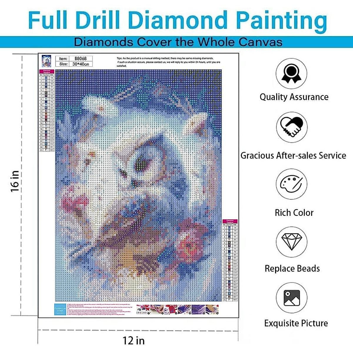 Eiazuiks Diamond Painting Kits for Adults, Owl 5D DIY Diamond Art Kits Full Drill Diamond Dots for Gift Wall Decor and Relaxation Gem Arts 12x16 inch