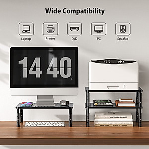 LORYERGO Monitor Stand, Monitor Riser 3 Height Adjustable, Laptop Stand Desk with Metal Vented Platform, Computer Stand for Printer, Laptop, PC Tower, Laptop Stand for Office & Home