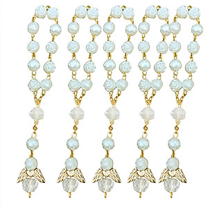 Awtilife 30 Pc San Joaquin Creations Ivory Color and 30 Organza Gift Bags Baptism Favors with Angels Mini Rosaries Gold Plated for Christening Favors Baby Shower