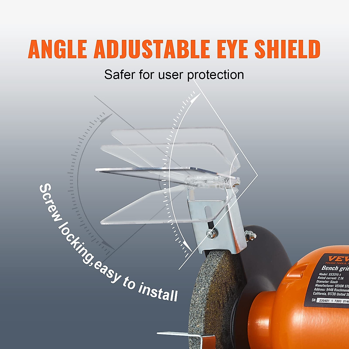 VEVOR Bench Grinder, 6 inch Single Speed Bench Grinder with 2.1A Brushless Motor 3550 RPM Table Grinder with 36/80-Grit Grinding Wheels for Grinding, Sharpening Application