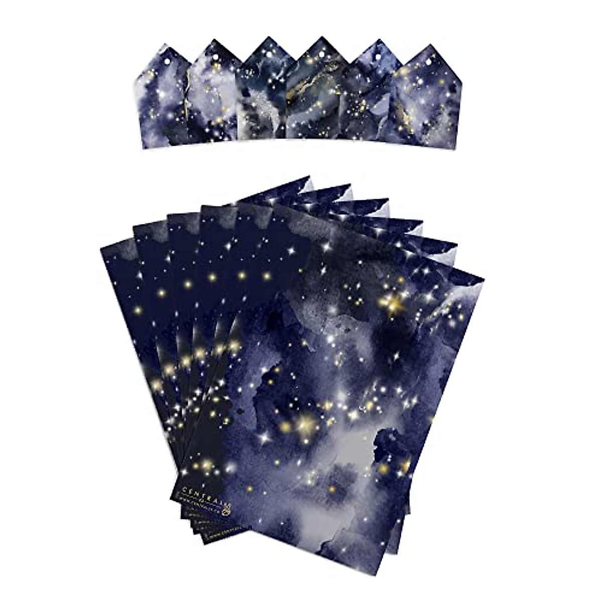 CENTRAL 23 Galaxy Wrapping Paper - Blue And Gold Wrapping Paper - 6 Sheets Gift Wrap - Watercolor Night Sky - Space Themed Gifts - Comes With Fun Stickers