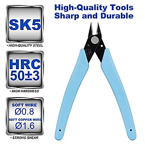 SIXWOOD Micro Flush Cutter Sprue Cutting Pliers, Stainless Steel with Spring Silicone Handle, Electronics Repair, Jewelry Crafting, Model building DIY Cutting Pliers