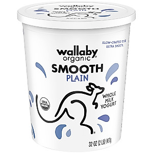 Wallaby Organic Aussie Smooth Whole Milk Regular Yogurt, Plain, USDA Organic, 32 oz.