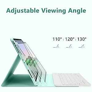 TQQ for iPad Air 13-inch (M2) 2024 & Pro 12.9 inch 2022 Case with Keyboard, Keyboard case for 12.9-inch iPad Pro 6th/5th Generation - with Pencil Holder for New iPad Air 13-inch/iPad Pro 12.9 Green