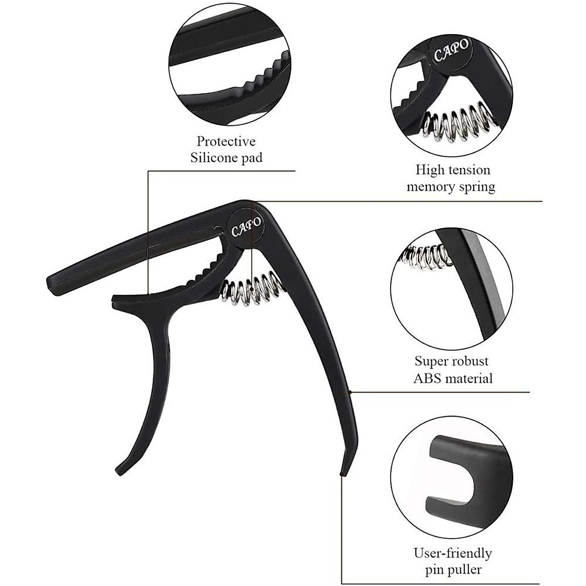 Capo for 6-String Acoustic and Electric Guitar, Lightweight Quick Release Capo for Guitars, Ukulele, Bass, Mandolin, Banjo