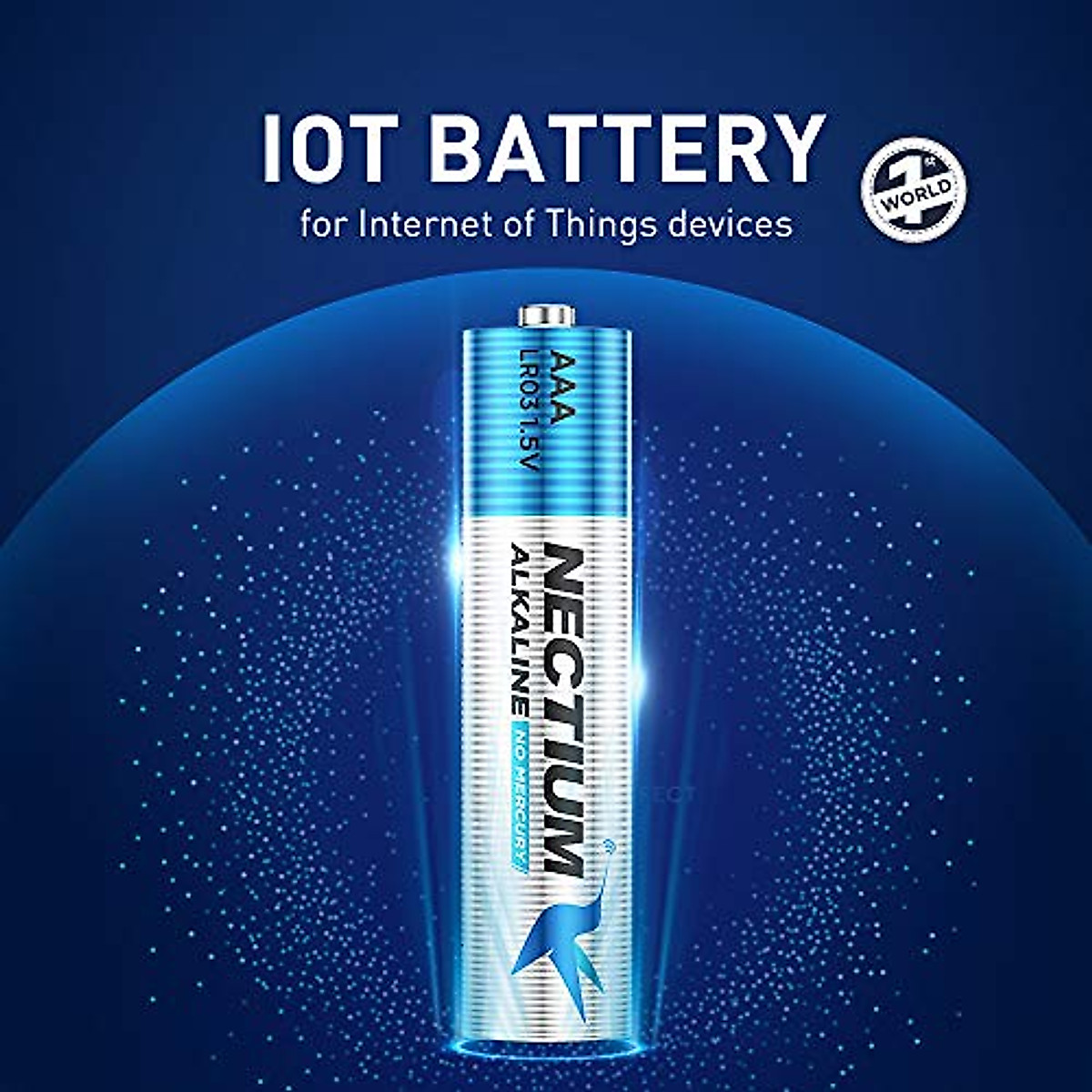 NECTIUM Superior Performance AAA Alkaline Pure-Gold-Bottom IoT Batteries (48 Count), Ultra Power, Long Lasting for IoT Devices and Smart Lock