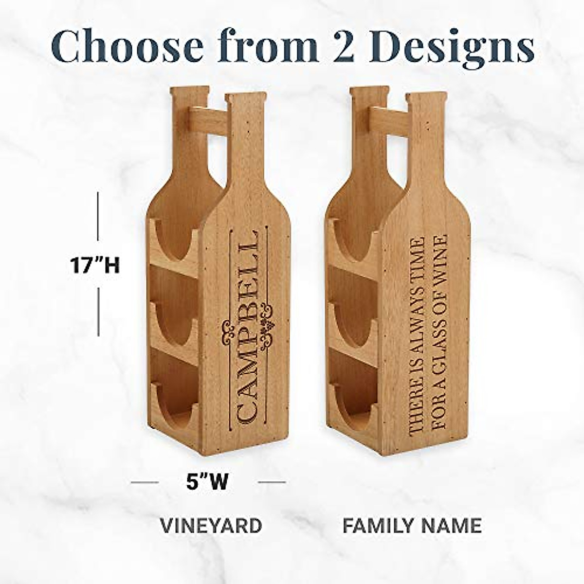 Let's Make Memories Personalized Decorative Wood Wine Bottle Display - Wine Country Decor - for Wine Lovers - Customize with Family Name