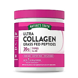 Nature's Truth Collagen Powder | 7 oz | Type I and III | Grass Fed, Paleo and Keto Friendly Collagen Peptides | Unflavored | Non-GMO and Gluten Free Supplement